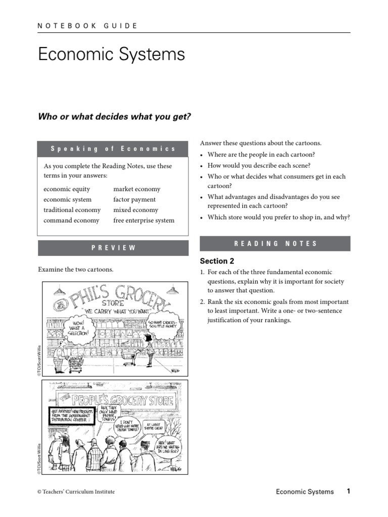 Tci Economic Systems Notebook Guide | PDF | Economic System | Economics