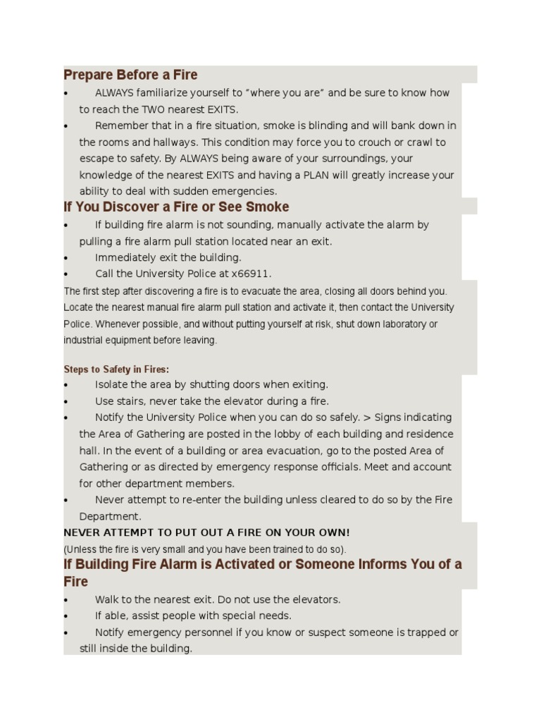 Prepare Before A Fire | PDF | Emergency Evacuation | Emergency