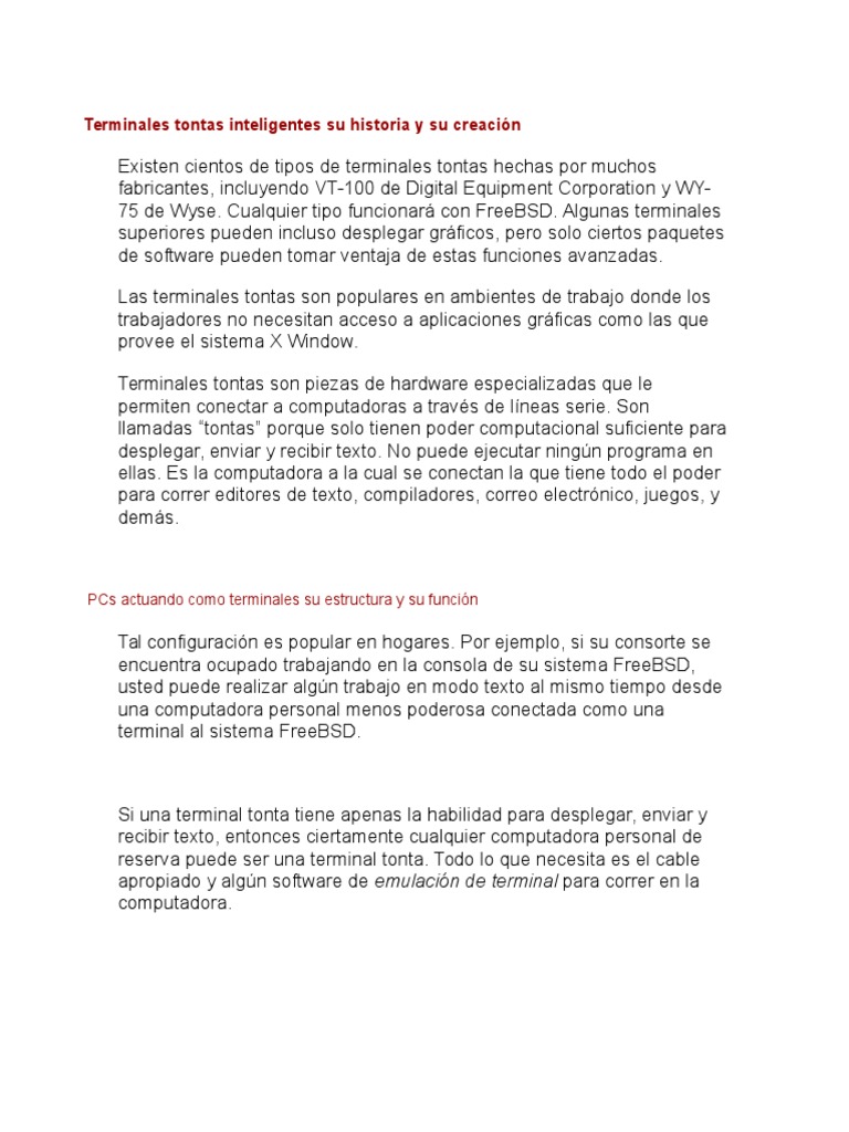 Terminales Tontas Historia y Creacion | PDF | Informática | Tecnología