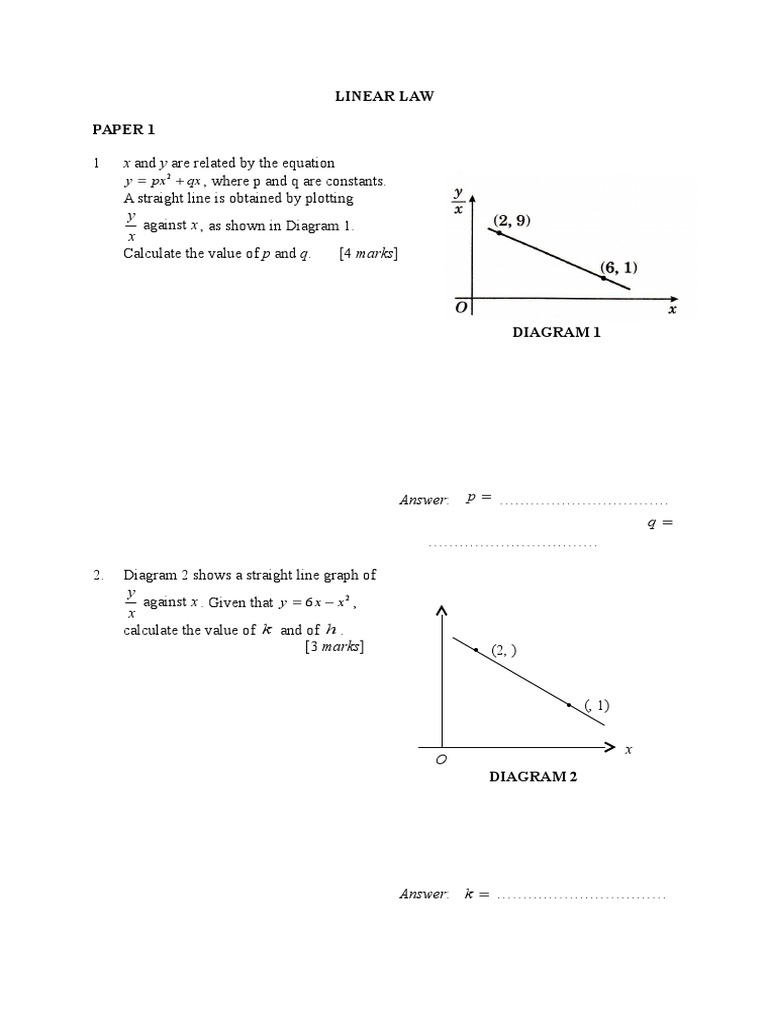 13 Linear Law1 Pdf Cartesian Coordinate System Logarithm