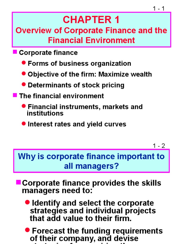 Overview of Corporate Finance and The Financial Environment | PDF ...