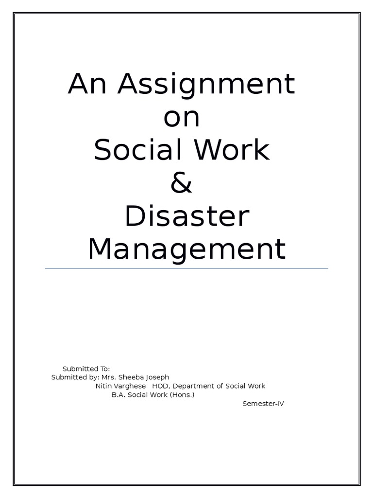 Social Work and Disaster Management | PDF | Recovery Approach ...