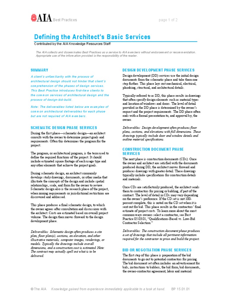 Best Practice Aia | PDF | Architect | Construction Bidding