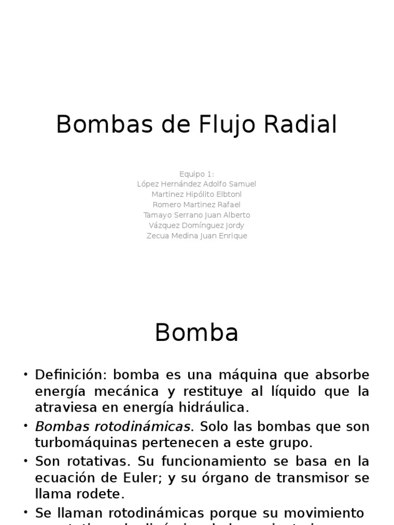 Bombas de Flujo Radial: Definición y Aplicaciones | PDF | Bomba ...
