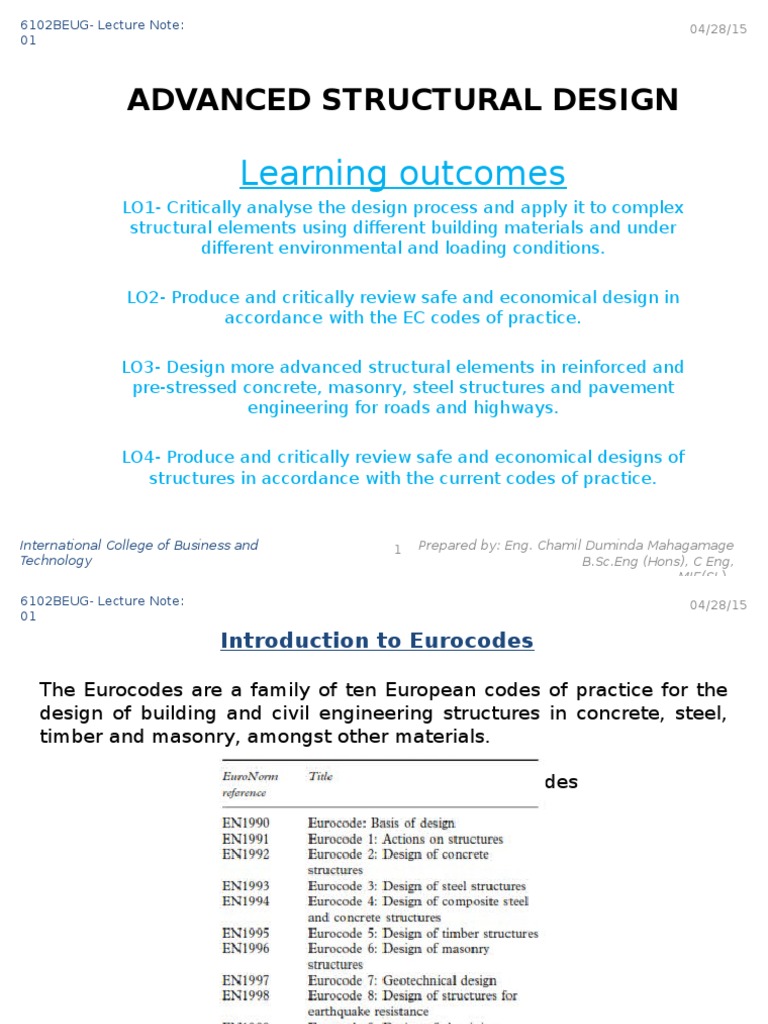 Advanced Structural Design - Lecture Note 01 | PDF | Strength Of ...