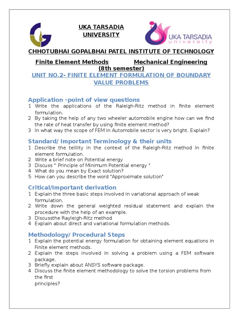 Fem Assignment 2 Finite Element Formulation Of Boundary Value Problems Pdf Finite Element 