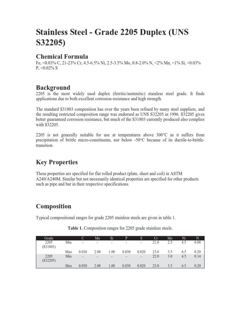 SS2205 Material Specification | PDF | Corrosion | Stainless Steel