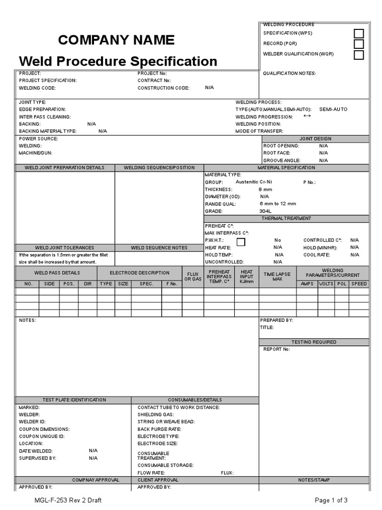 WPS AWS Template | PDF | Welding | Construction