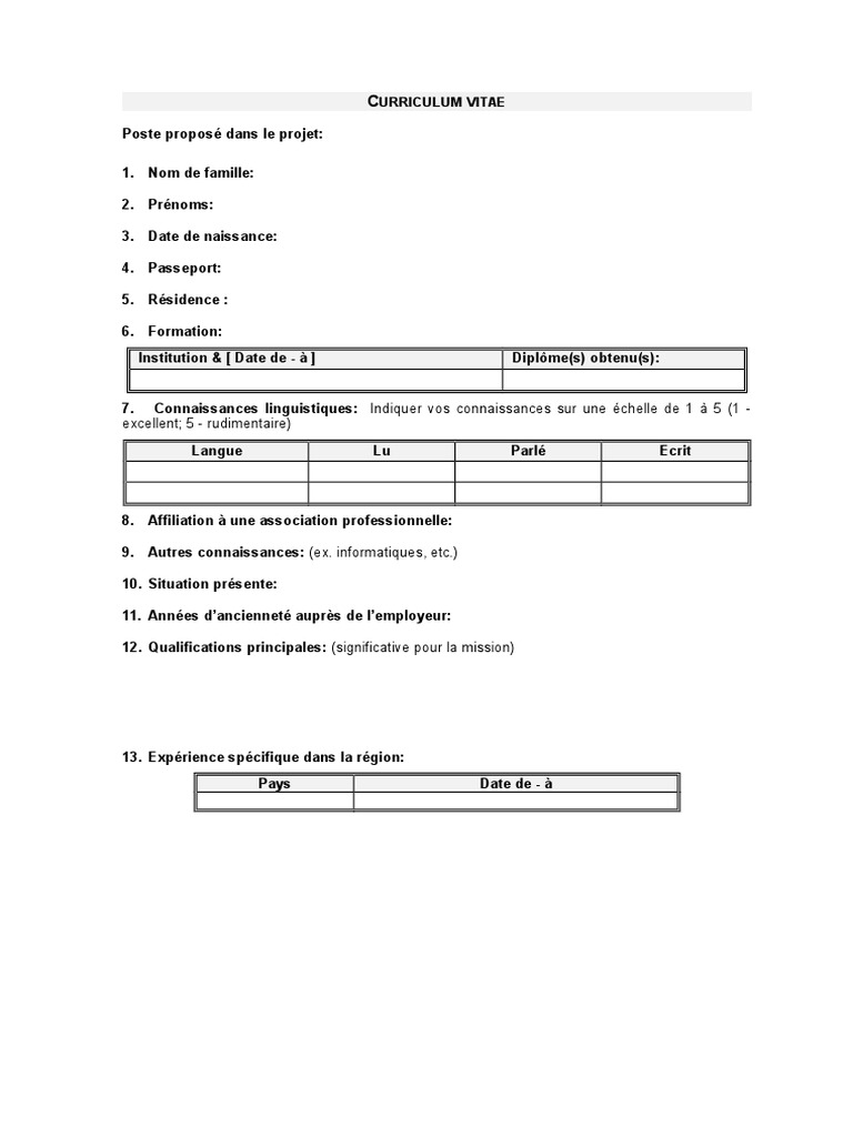 Modele de CV UE | PDF