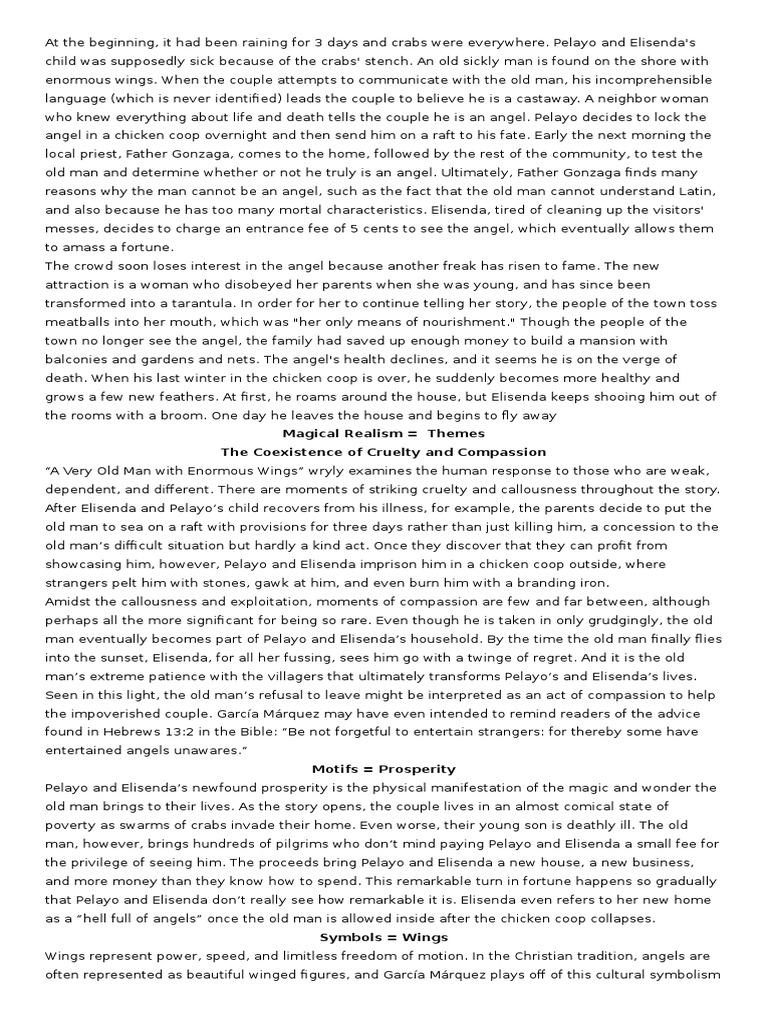 A Very Old Man With Enormous Wings - Notes | PDF