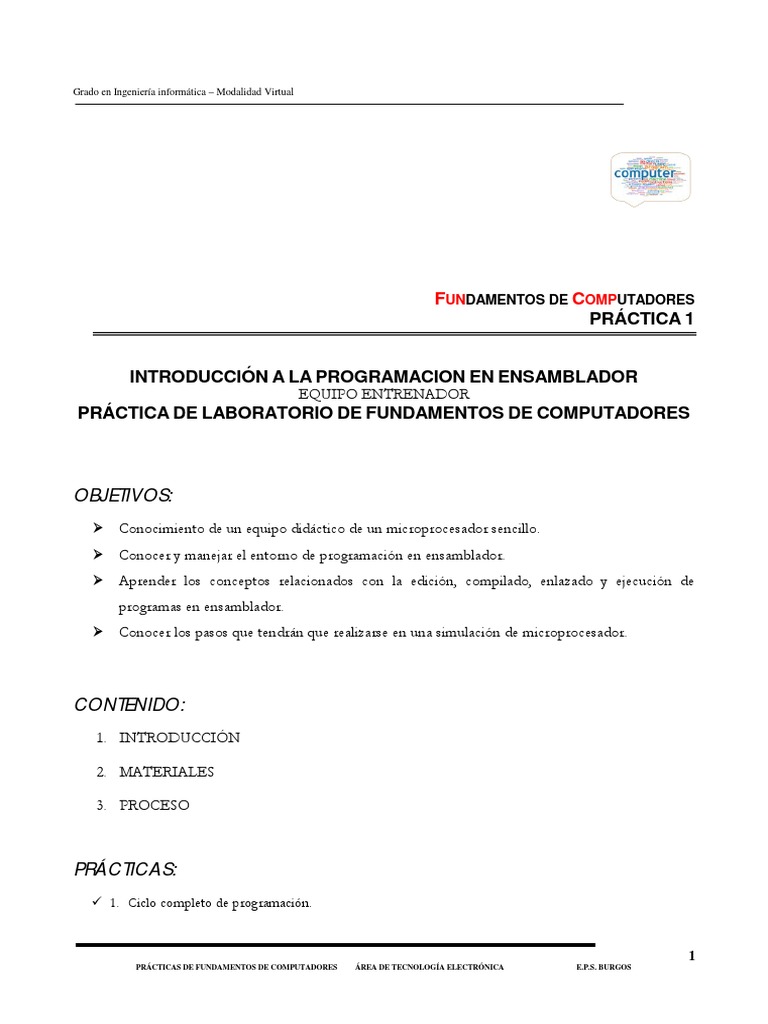 Práctica de Programación en Ensamblador | PDF | Programa de computadora ...