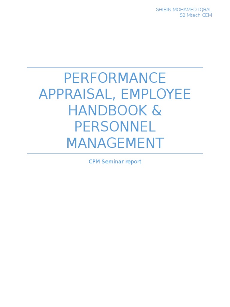 Performance Appraisal, Employee Handbook & Personnel Management | PDF ...
