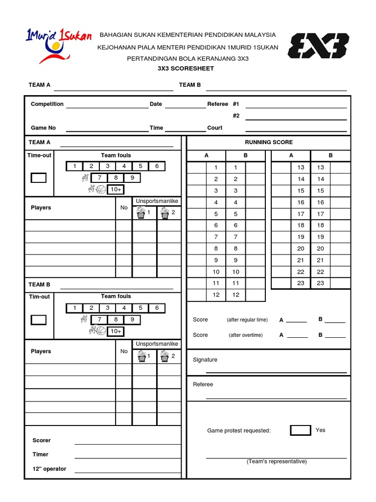 KPM Basketball Scoresheet-3X3 2014 | PDF