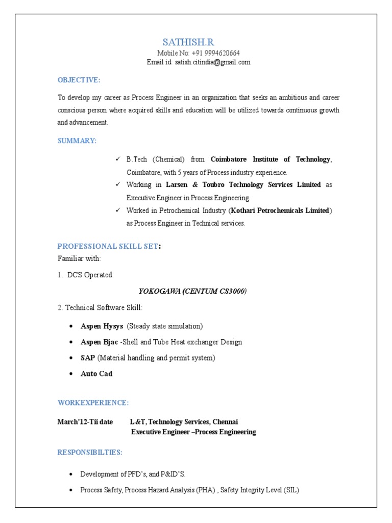 Process Engineer Resume | PDF | Liquefied Petroleum Gas | Process ...