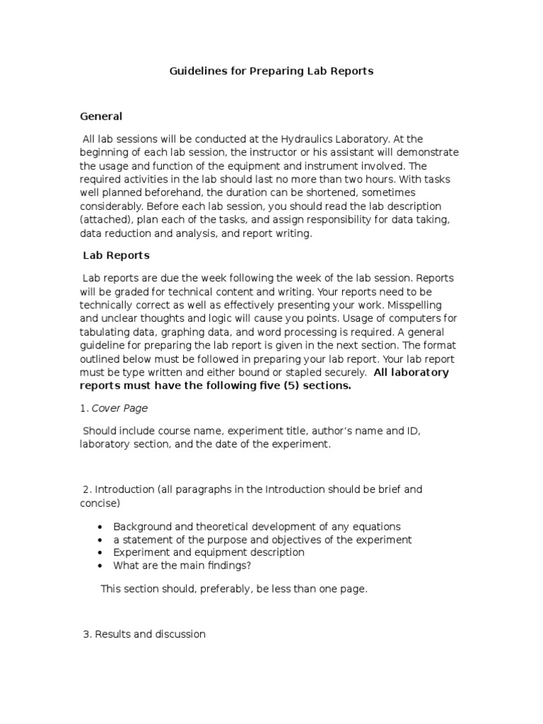 Guidelines For Preparing Lab Reports | PDF | Laboratories | Chart