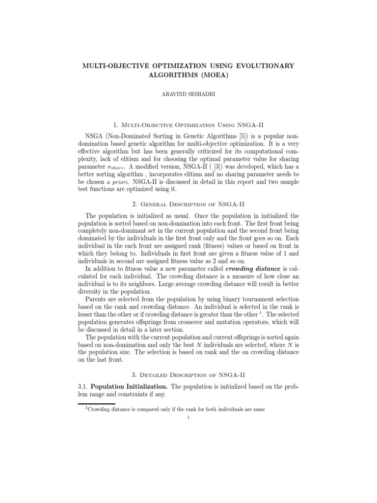 NSGA - 2 Tutorial | PDF | Genetic Algorithm | Mathematical Optimization