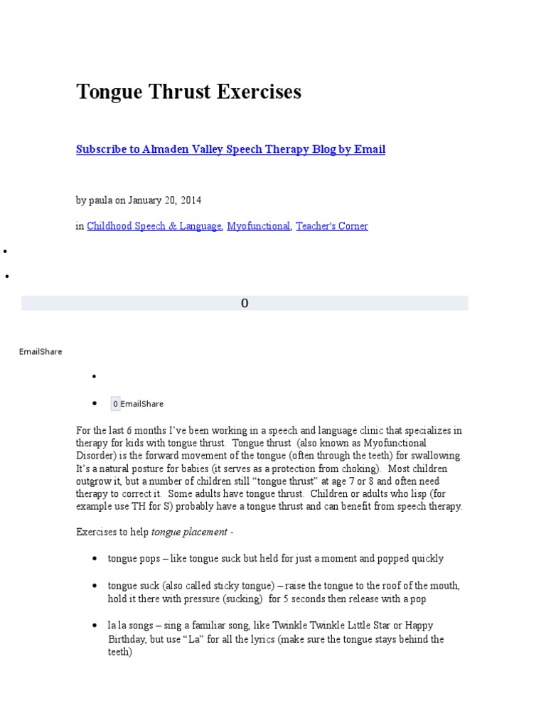 Tongue Thrust Exercises | Download Free PDF | Tongue | Mouth