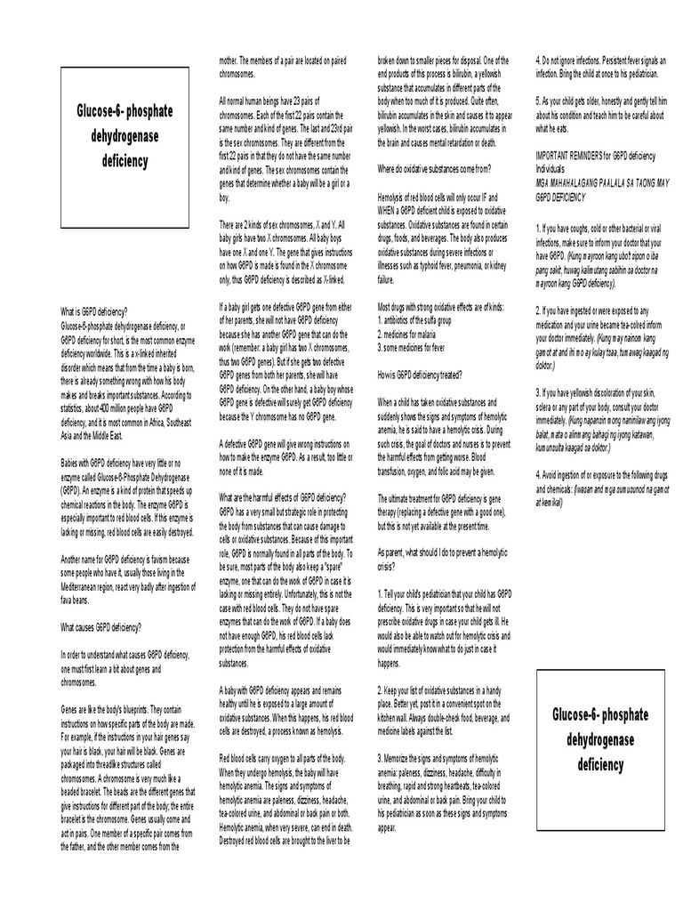 g6pd Brochure | Medical Specialties | Clinical Medicine