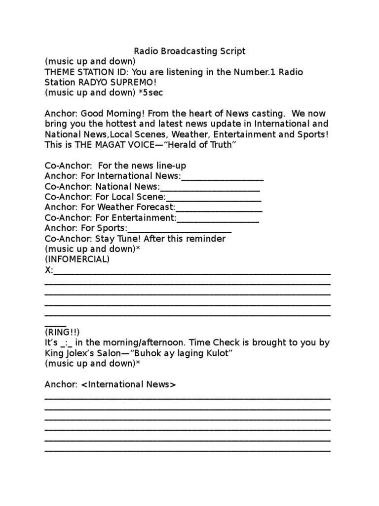 Radio Broadcasting Script | PDF
