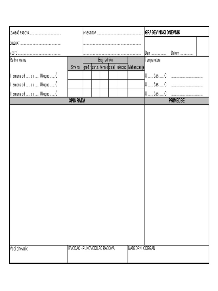 Gradjevinski Dnevnik List 1