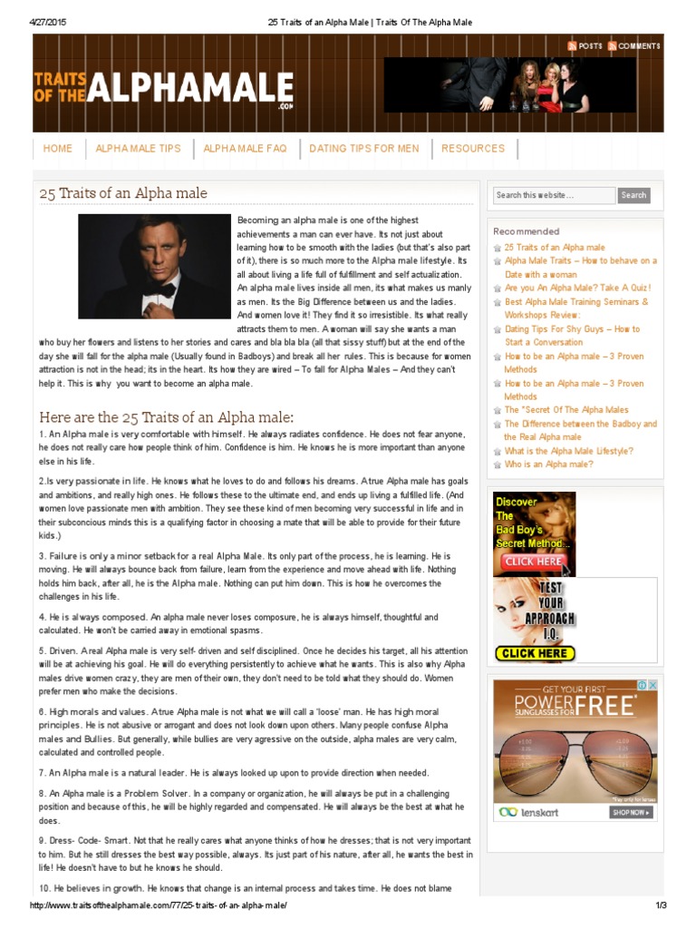 25 Traits of an Alpha Male _ Traits of the Alpha Male | Psychological ...