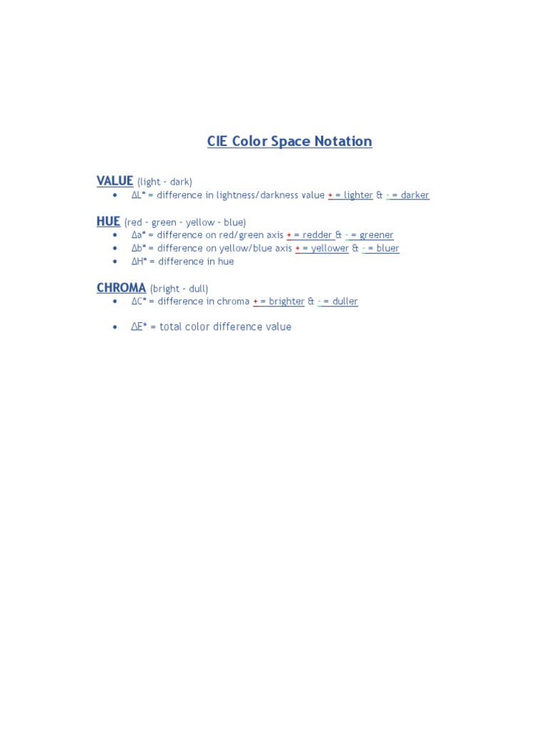 CIE Color Space Notation Guide | PDF