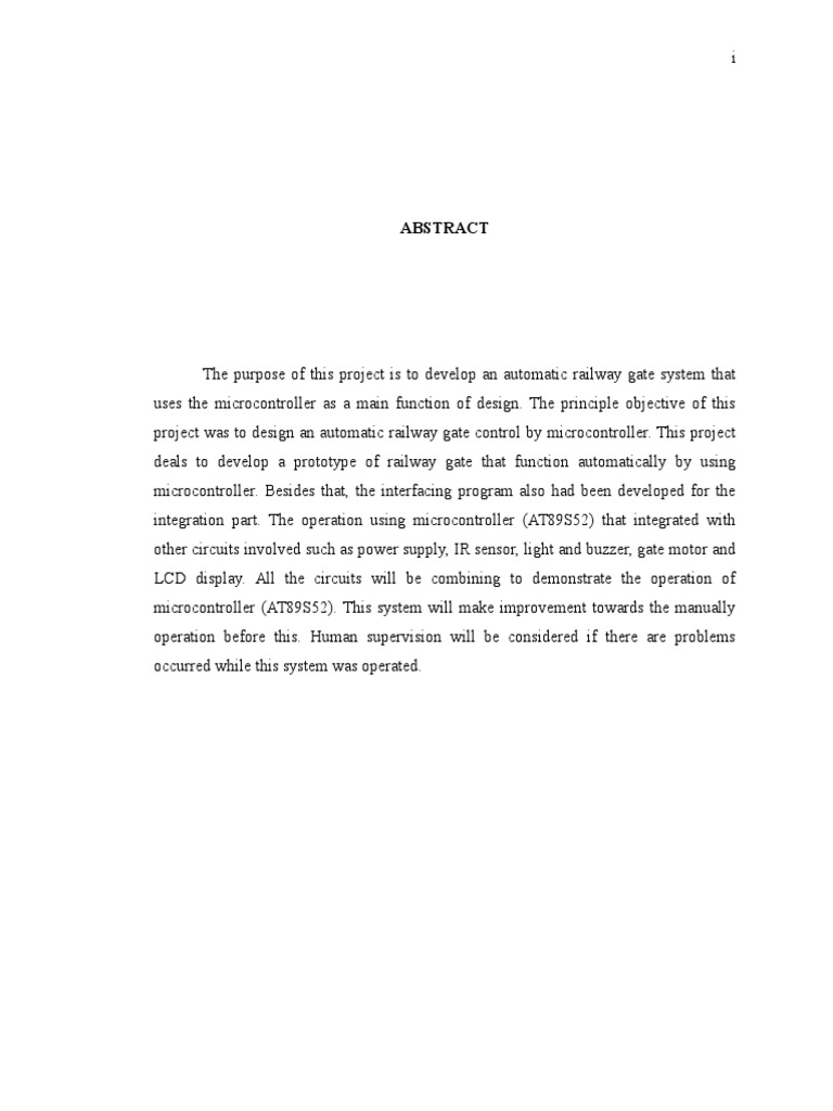 Automatic Railway Gate Control by Using Microcontroller - 24 Pages ...