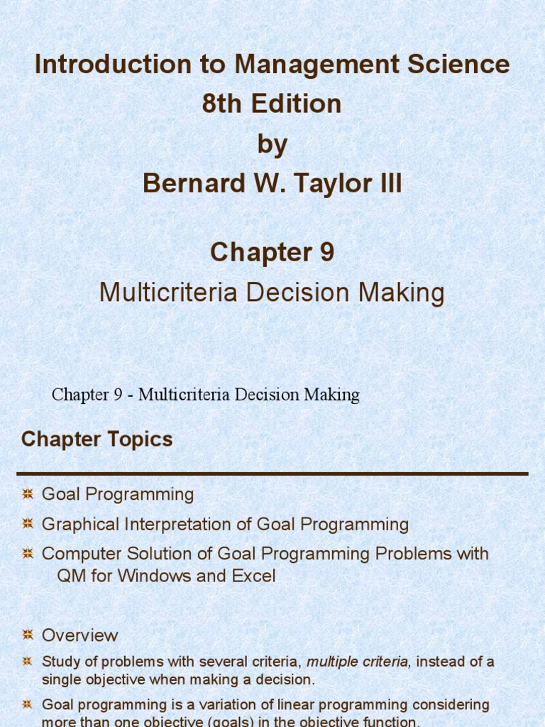 Introduction To Management Science 8th Edition by Bernard W. Taylor III ...