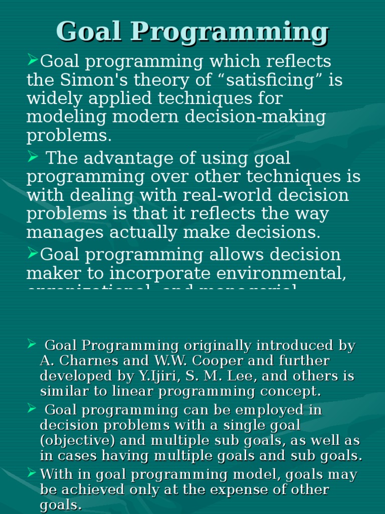 Goal Programming Model | PDF | Logistics | Labour Economics