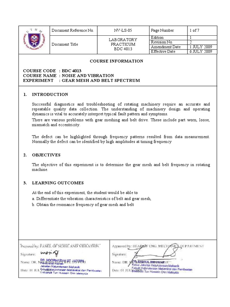 Labsheet 5 | PDF | Gear | Spectrum