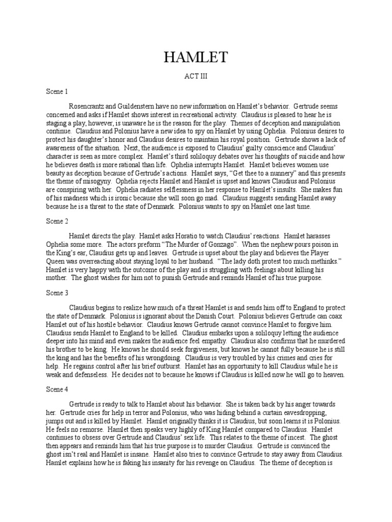 Hamlet Summary | PDF | Hamlet | Tragedy Plays