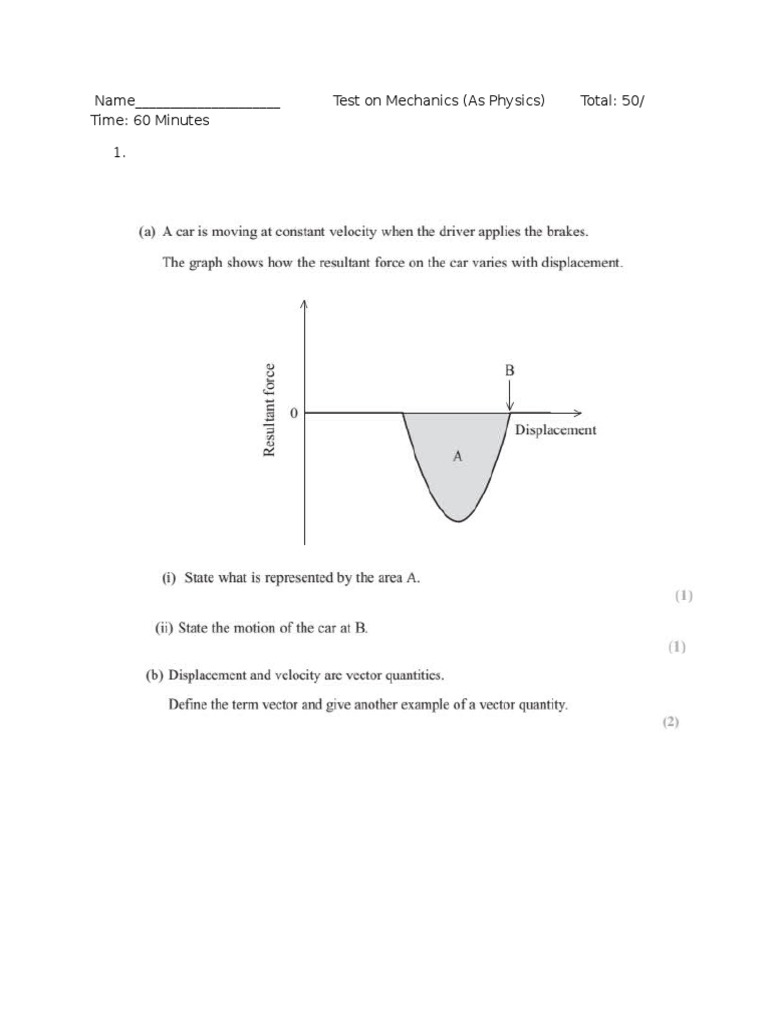 Mechanics Test for Physics Students | PDF