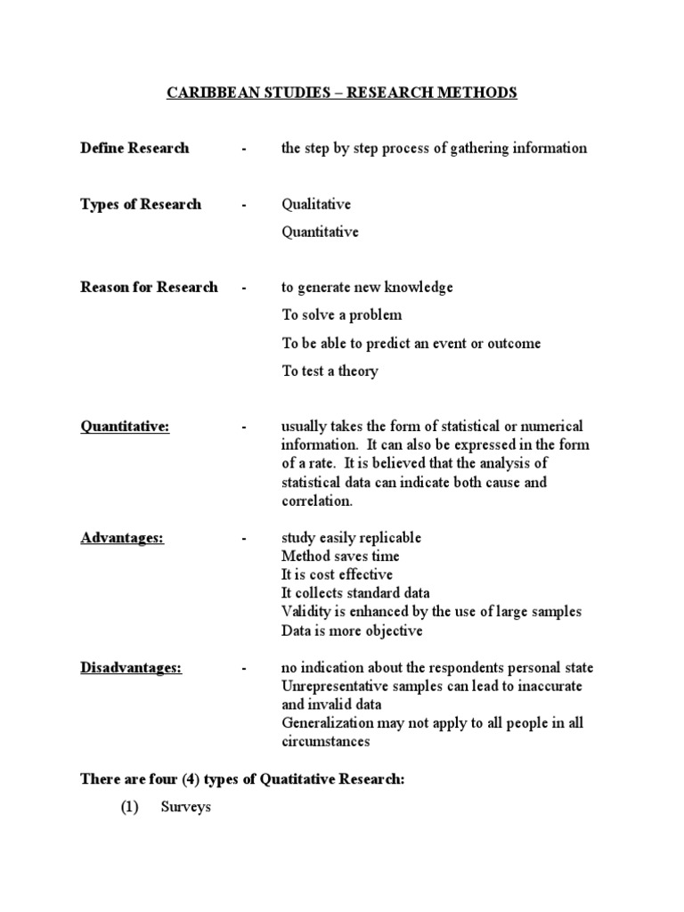 Caribbean Studies - Research Methods | PDF | Survey Methodology | Quantitative Research