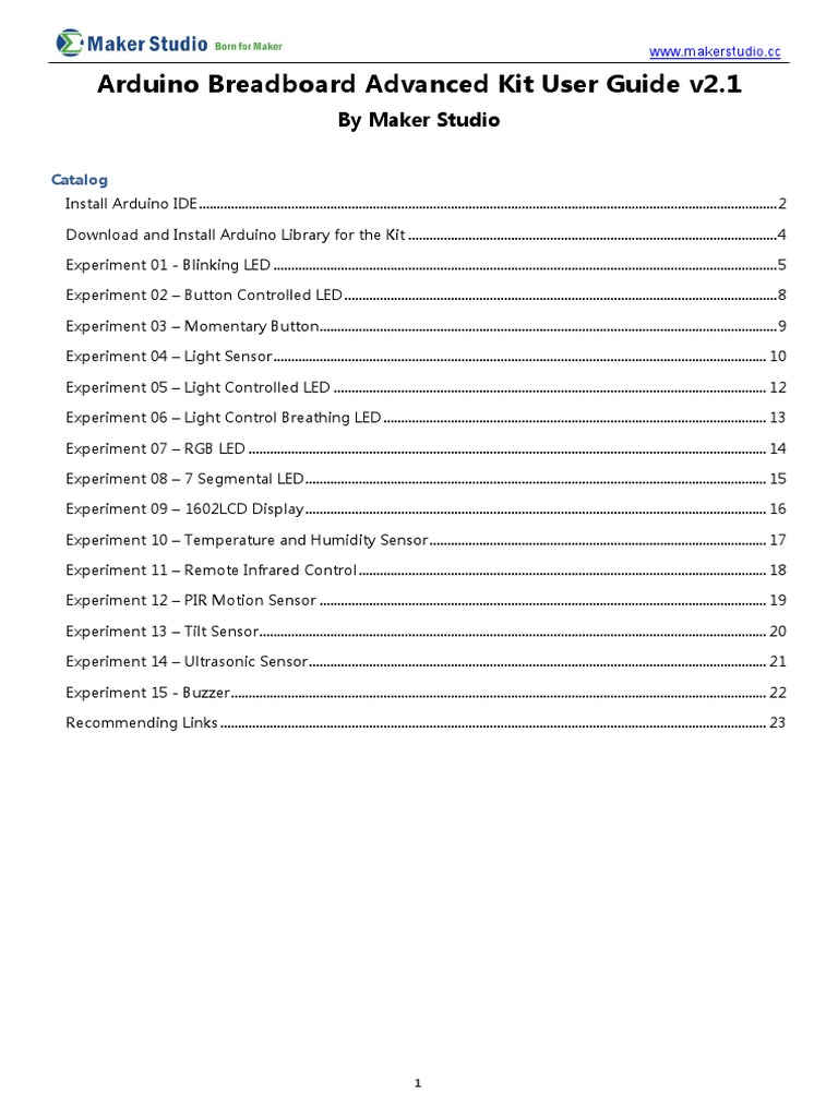 Arduino BreadBoard Advance Kit User Guide v2.1 r2 | PDF | Arduino | Device Driver