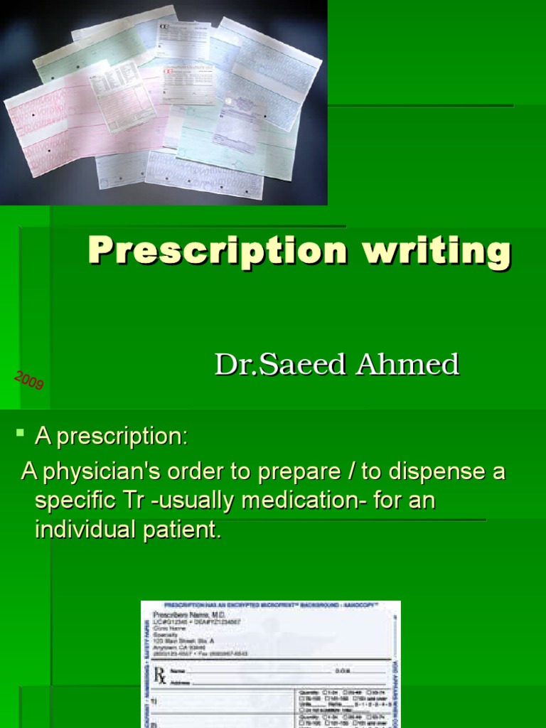 Prescription Writing | PDF | Medical Prescription | Pharmacology