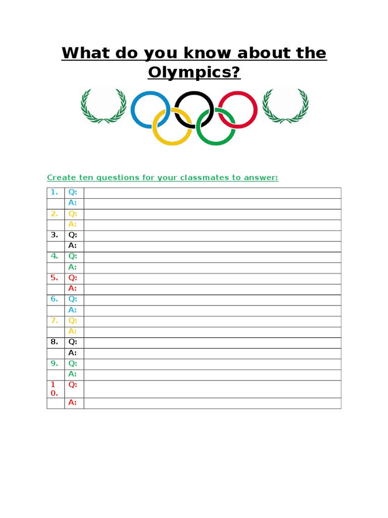 Olympic Trivia Questions for Classmates | PDF