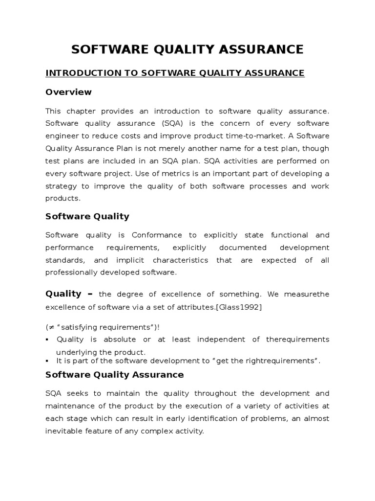 Software Quality Assurance1 | PDF | Software Quality | Reliability Engineering