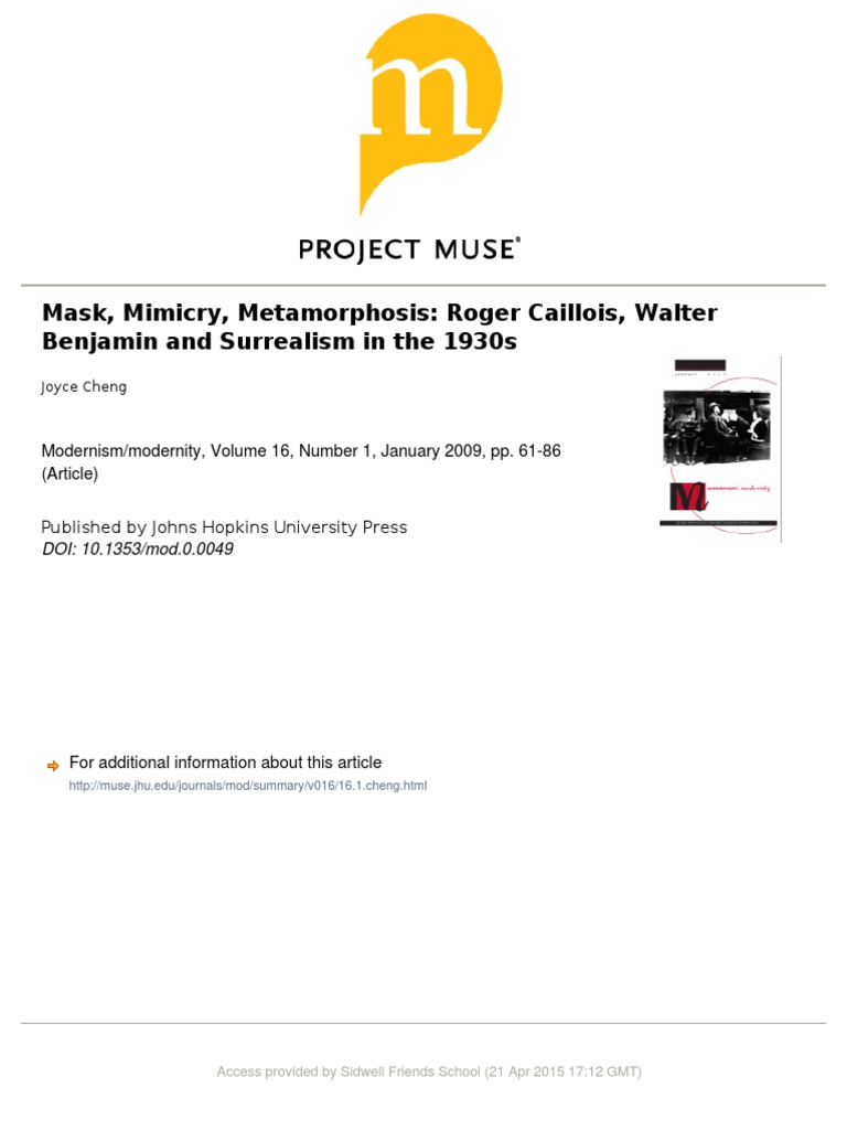 Cheng Mask Mimicry | PDF | Surrealism | Mimicry