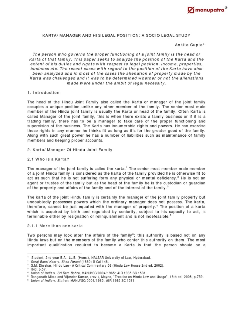 Karta and His Legal Position - Unlocked | PDF | Social Institutions ...