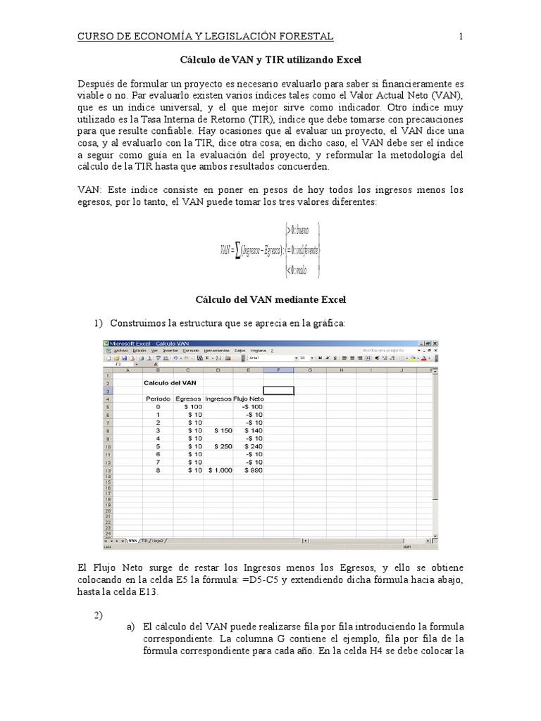 Cálculo de VAN y TIR en Excel | PDF | Valor presente neto | Microsoft Excel