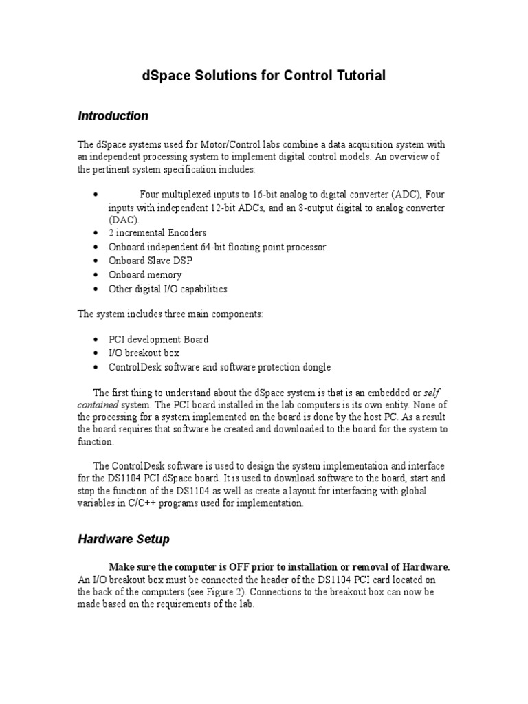 Dspace Solutions For Control Tutorial | PDF | Graphical User Interfaces ...