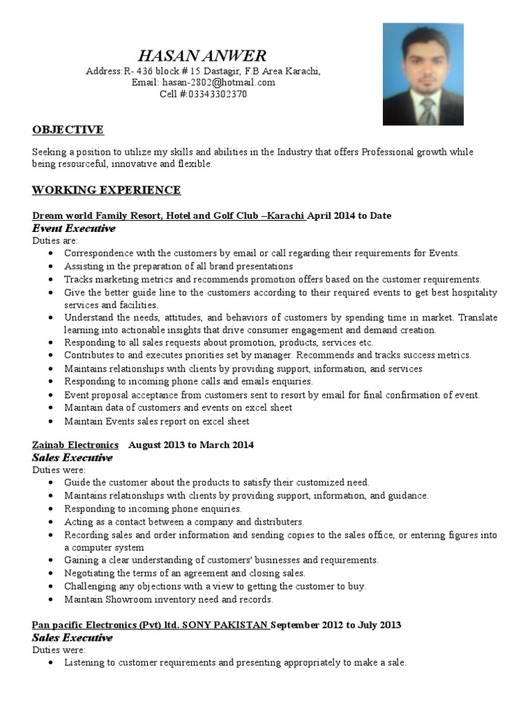 Hasan Anwer: Objective | Download Free PDF | Inventory | Sales