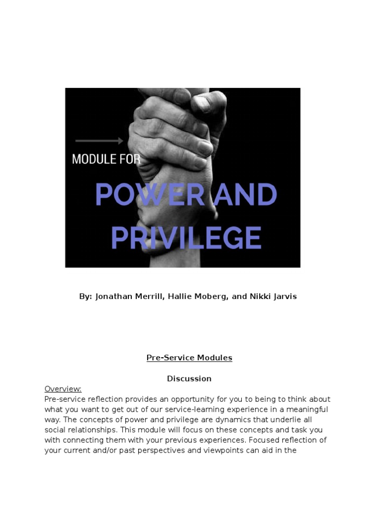 Power and Privilege Modules | PDF | Service Learning | Insight
