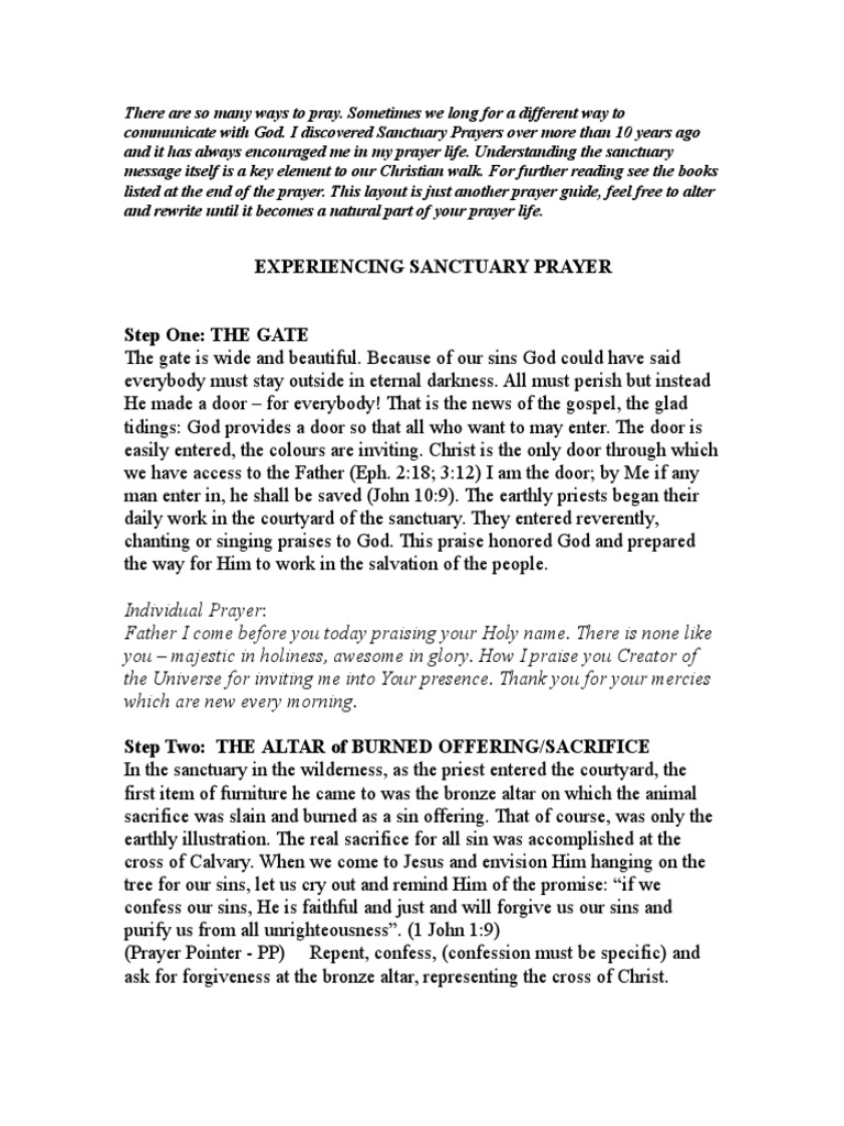 Sanctuary Prayer | Confession (Religion) | Prayer