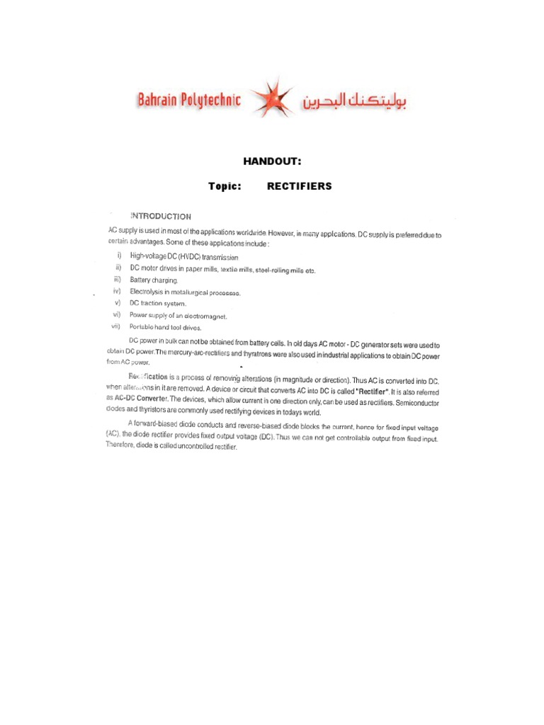 Handout: Topic: Rectifiers | PDF | Teaching Methods & Materials ...