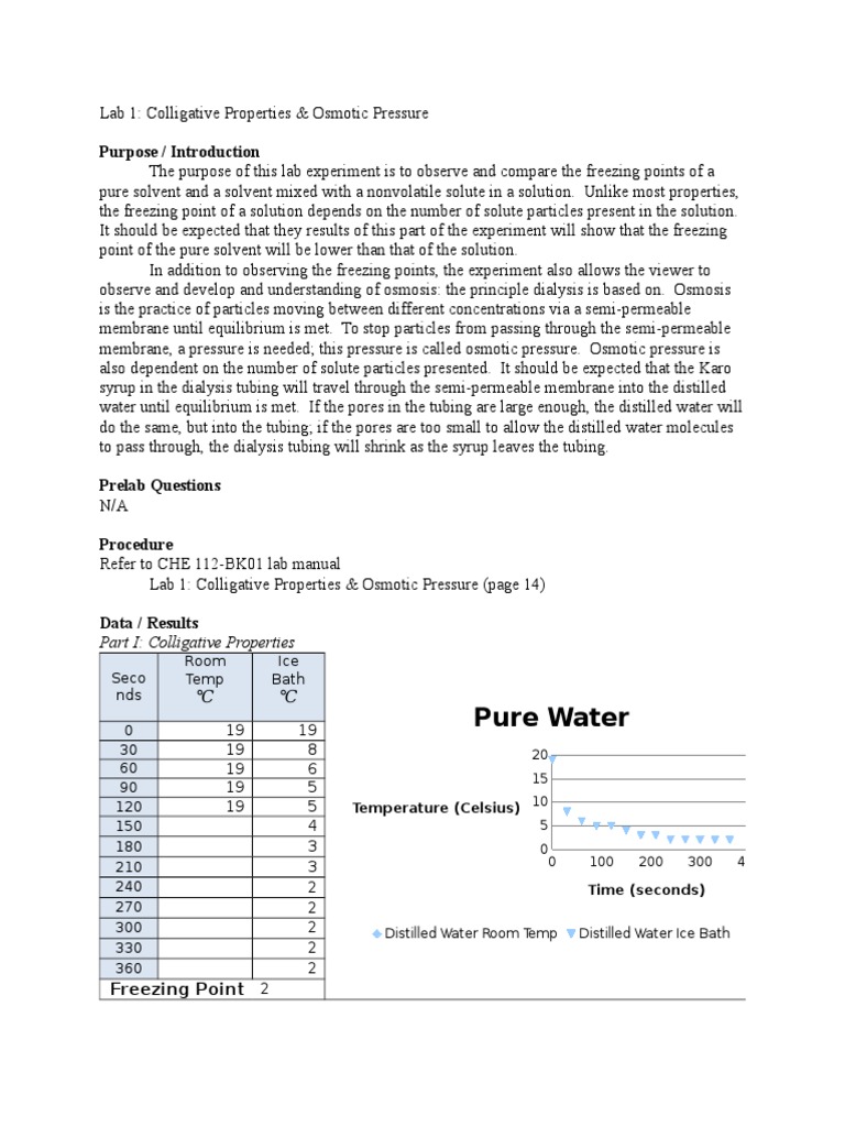 Lab 1: Colligative Properties & Osmotic Pressure (40 | PDF | Osmosis ...