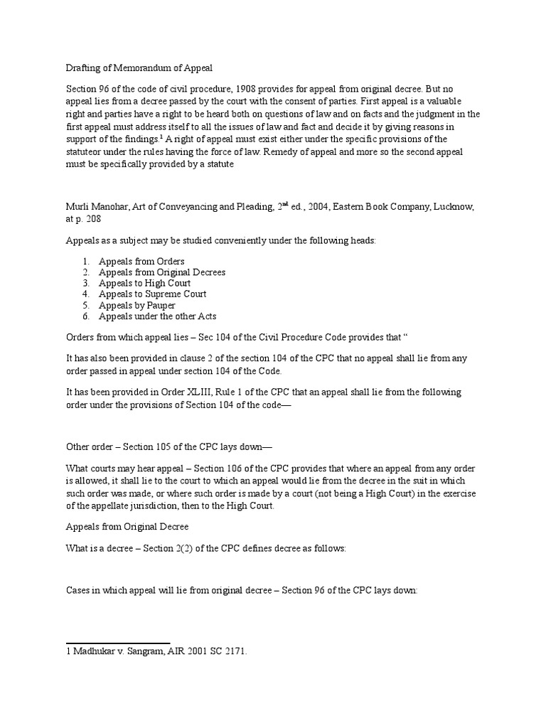Drafting of Memorandum of Appeal (Rough) | Judgment (Law) | Appeal