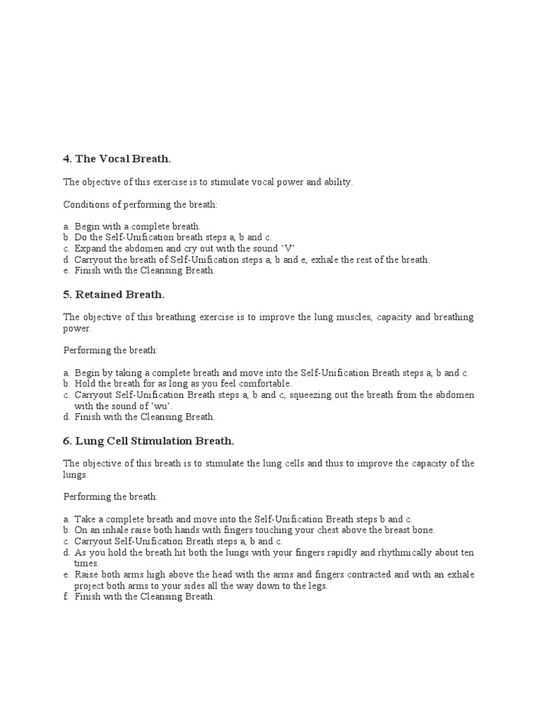 Breathing Exercises for Vocal Power | PDF