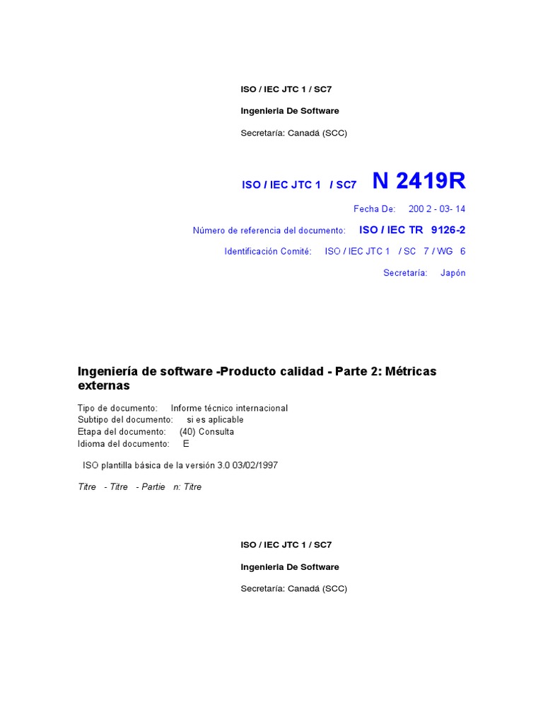 Iso 9126-2-Español | PDF | Organización internacional para la ...
