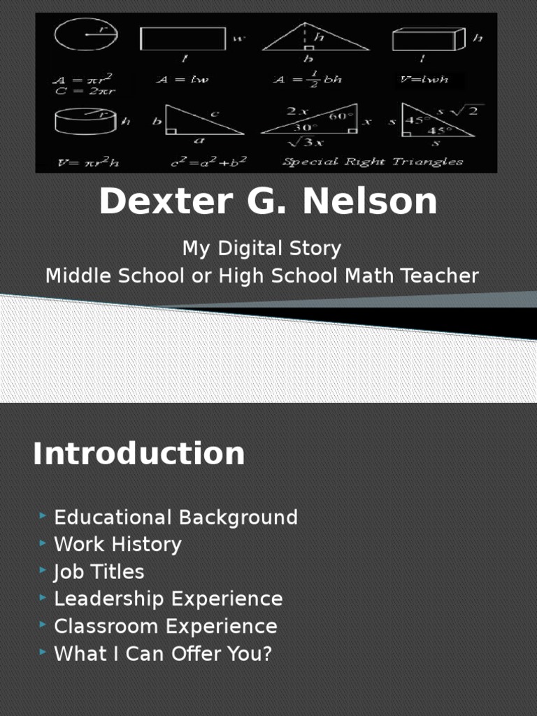 Dexter G. Nelson: Math Teacher Profile | PDF